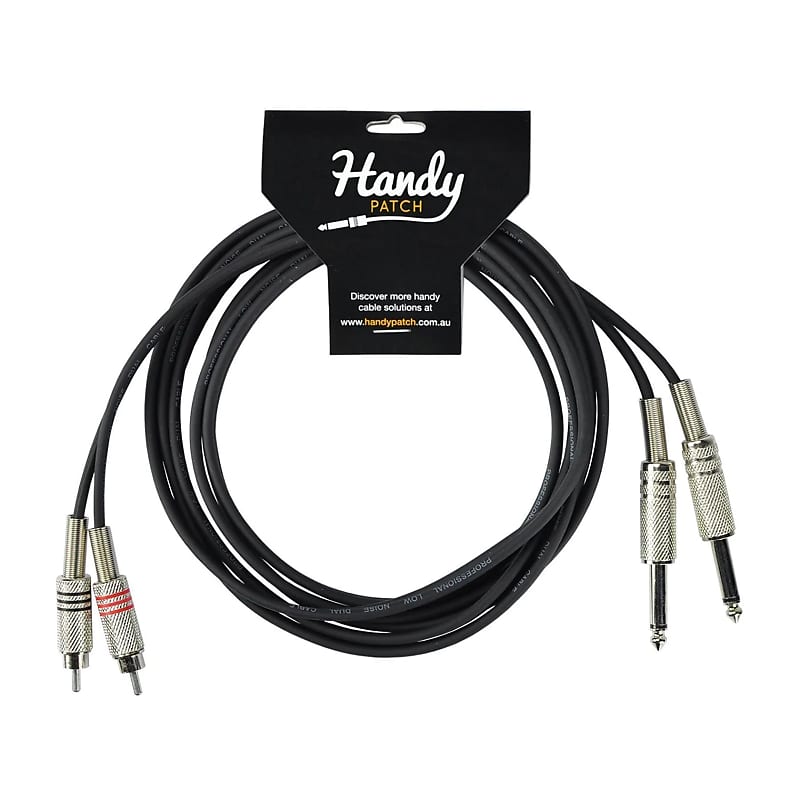 Handy Patch Male Stereo RCA to Dual Male 1/4" Mono Cable | 3m | Reverb
