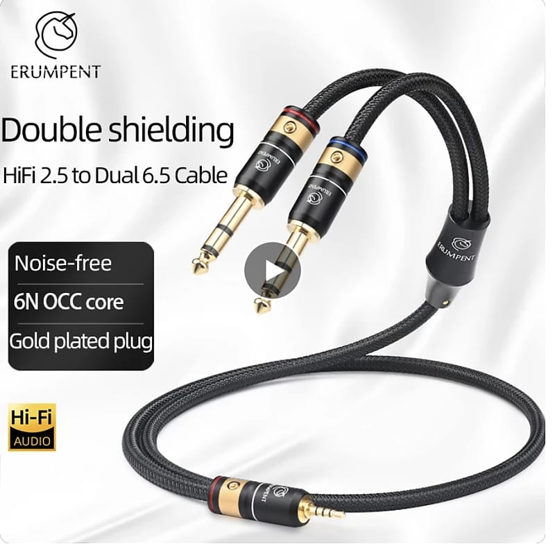 2.5mm Jack to Dual 6.5mm Jack Audio Cable 2024 - MINT | Reverb