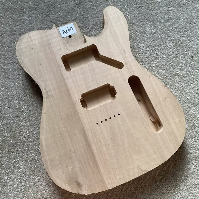 Unfinished Mahogany Wood Tele Style Guitar Body HH, String | Reverb