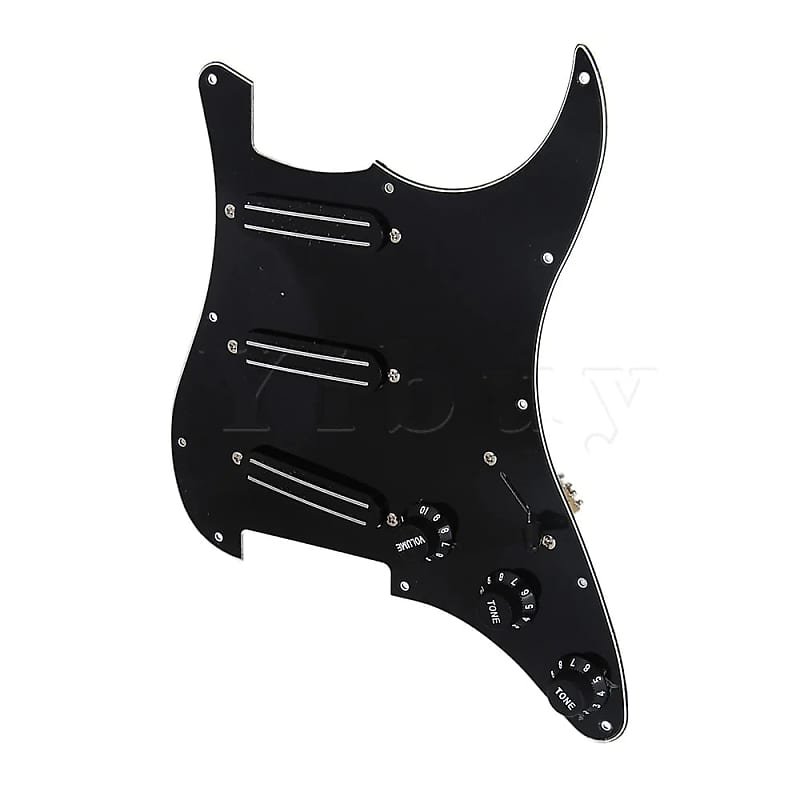 Dual Hot Rails Pickups Strat Style Guitar Pickguard in Black | Reverb