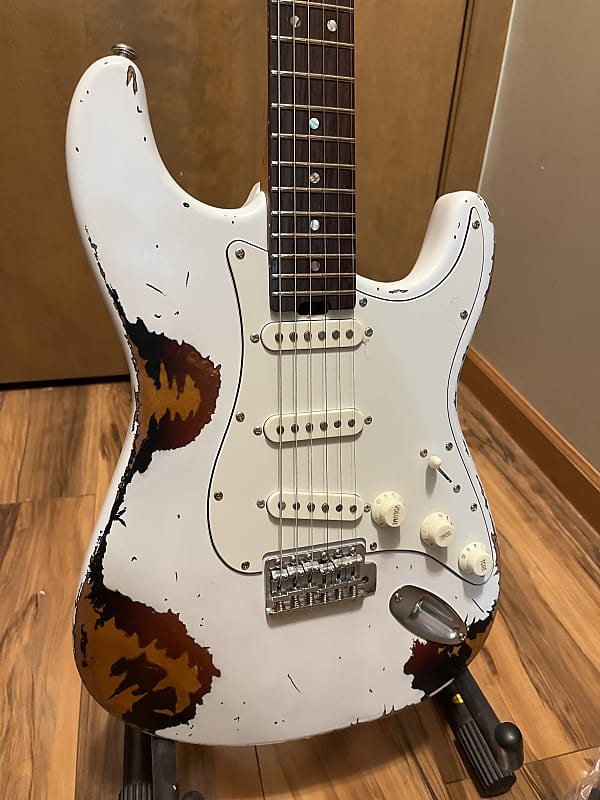 2024 Firefly Relic Aged Stratocaster White over Sunburst | Reverb