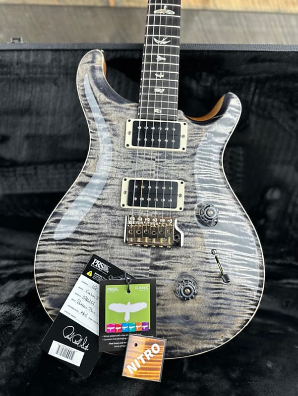 PRS Custom 24 Flame Maple Top - Charcoal Natural Back 380253 | Reverb