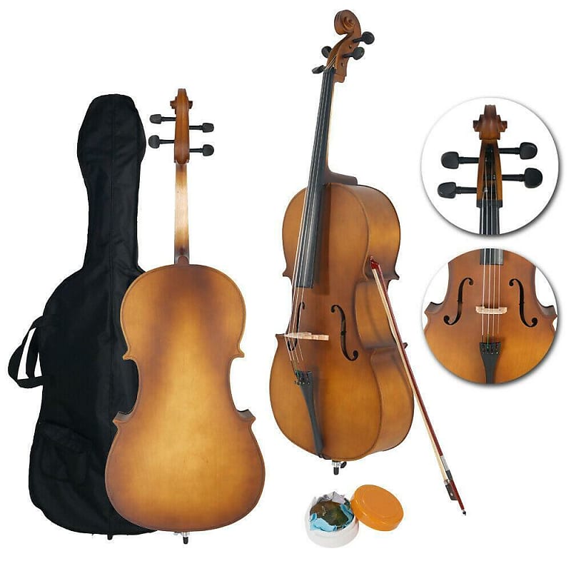 4/4 Full Size Matte Golden Basswood Cello Set With | Reverb