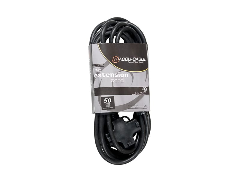 Accu-Cable EC123-3FER50 50-Foot 12 Gauge, Black Extension | Reverb