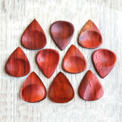 Exotic Wood Plectrum 3 Pick Sampler Pack - Teak, Padauk, & | Reverb