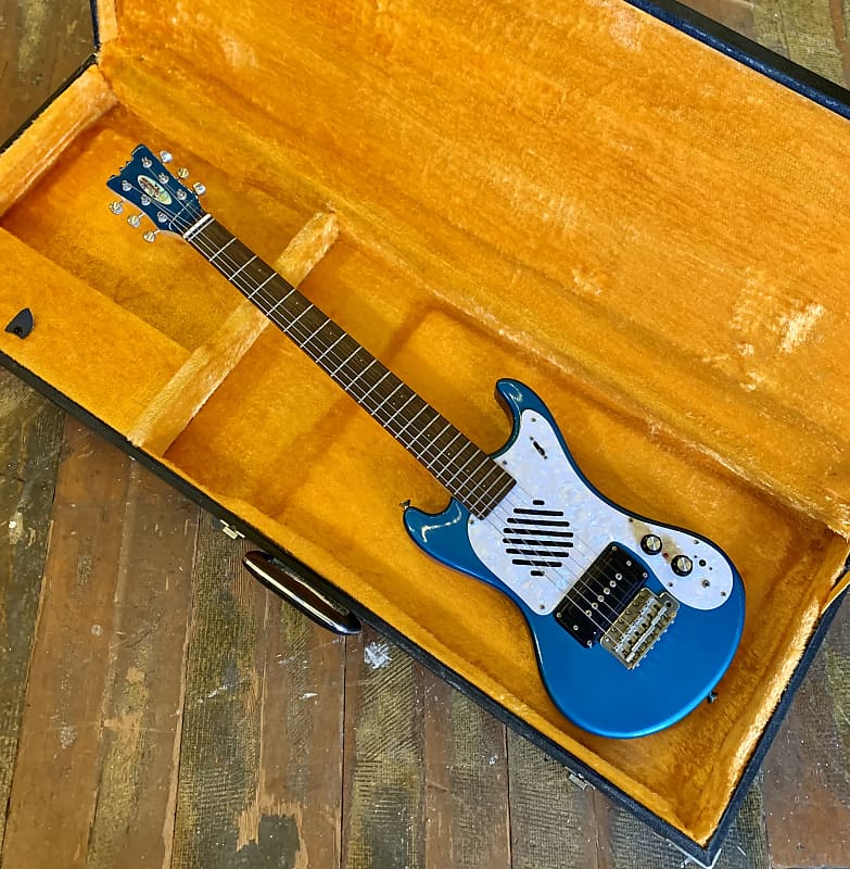 Mosrite Marine Rider Electric blue short scale built in | Reverb