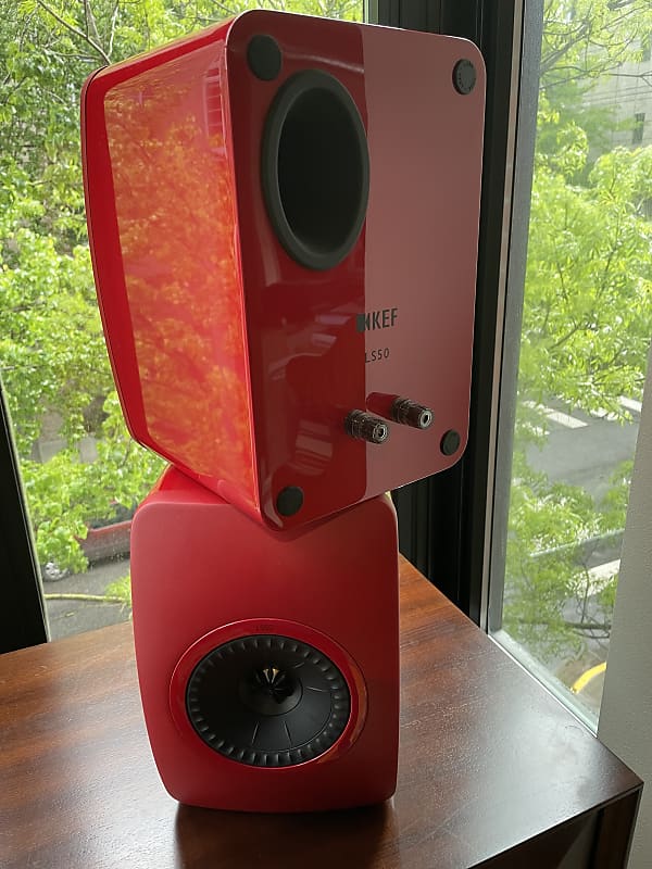 KEF LS-50 Bookshelf speaker pair - Red | Reverb