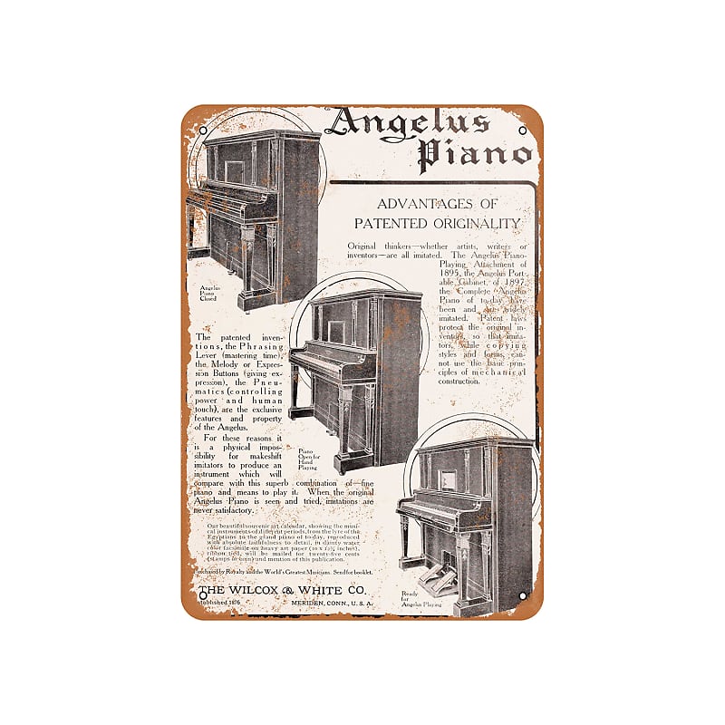 10 x 14 Metal Sign - 1905 Angelus Pianos - Vintage Look | Reverb