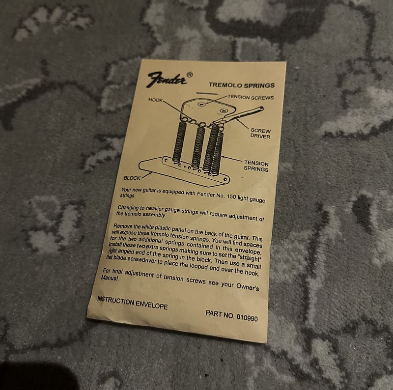 Fender Custom Shop CS Tremolo Spring Envelope and 2 Springs | Reverb