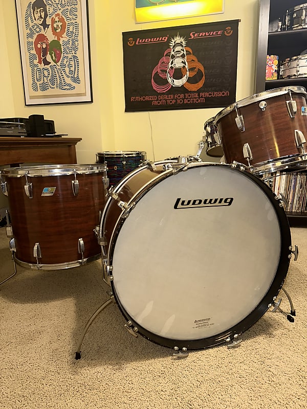 Ludwig 14/18/24 Drum Kit Vintage Mid - 1970’s - Mahogany | Reverb