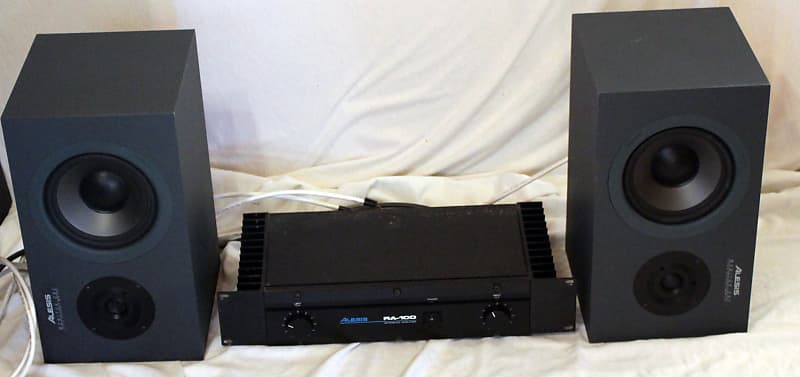 Alesis RA100 Reference Amplifier + two Monitor One speakers | Reverb