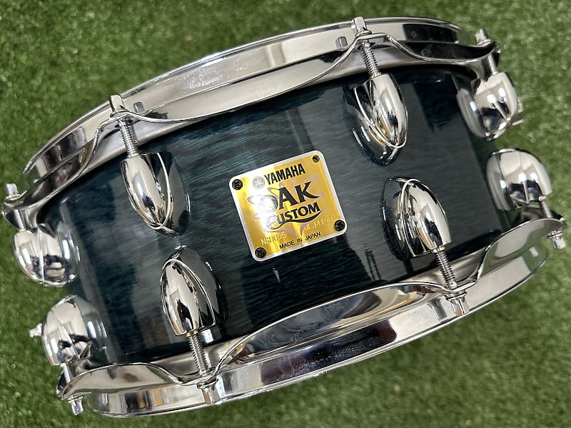 Yamaha Oak Custom Snare 14” x 5.5” OG Gold Badge - Azure Blue | Reverb