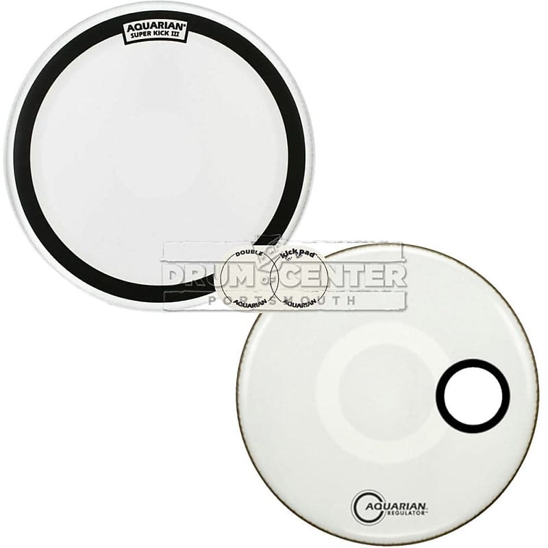 Aquarian Super Kick II Clear/Regulator White Bass Drumhead | Reverb
