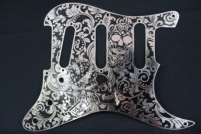 Custom Metal Stratocaster Pickguard SKULL Design | Reverb