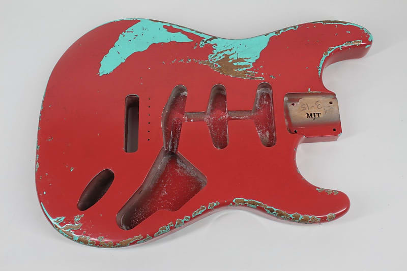 MJT Stratocaster body 2022 fiesta red on blue | Reverb