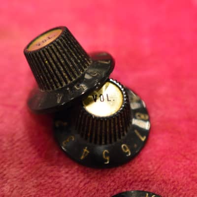 Vintage 1968 Gibson Witchhat Knobs Witch Hat Black Gold | Reverb