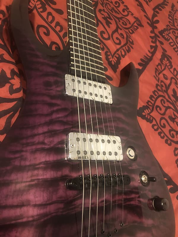 Agile Septor elite 727 Tribal purple bareknuckle 7 string | Reverb