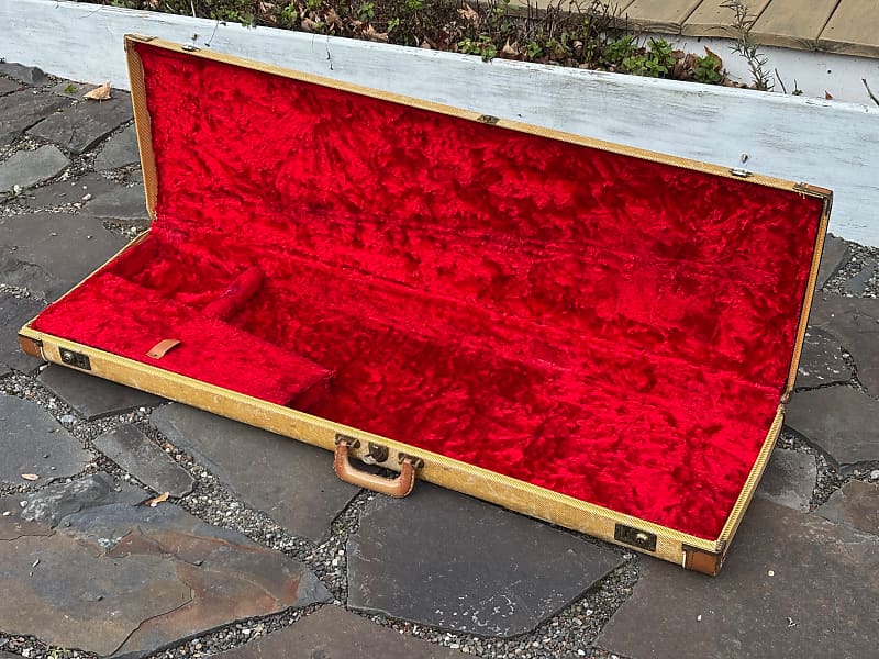 1955 - 1958 Tweed & Red Lining Case for Fender Precision Bass | Reverb