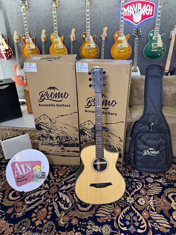 BROMO Guitars BAR5CE ( ALL SOLID ) Spruce Top Amara Ebony | Reverb UK