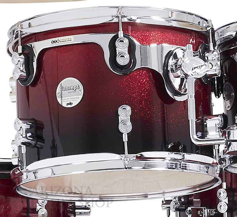 PDP Concept Maple Series 13 inch Tom , Red Black Fade Lacquer | Reverb