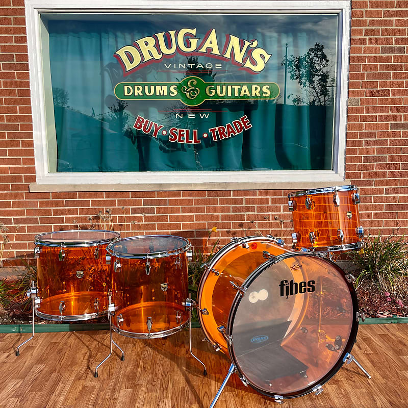 Fibes Crystalite Acrylic Drum Set 26/14/16/18 Amber Austin | Reverb