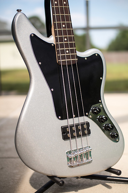 Squier Vintage Modified Jaguar Bass Special HB Sparkle Silver | Reverb