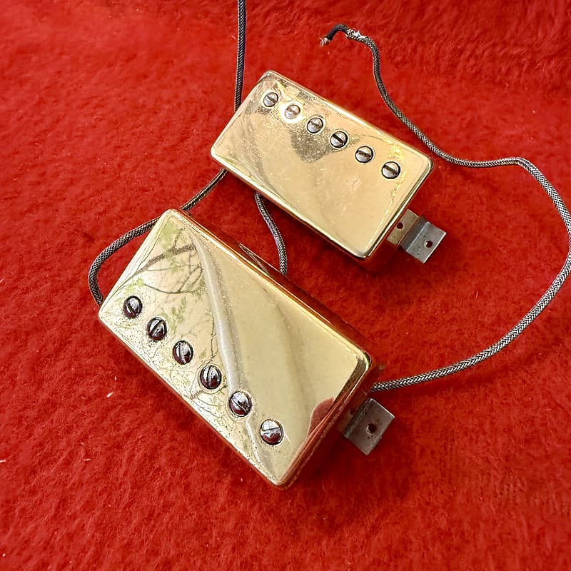 PAIR -Gibson Tim Shaw PAF Humbucker pickup 1985 - Gold | Reverb