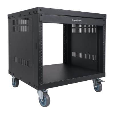 STRK-M8U | 8U Universal Steel Rack, w/ 3" Locking Casters, | Reverb