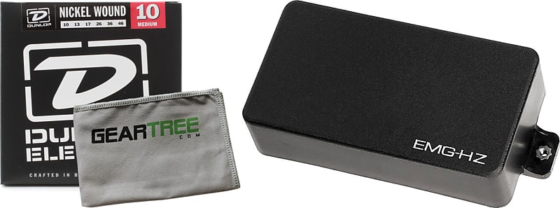 EMG H4 HZ Series Humbucker Pickup Black w/ Geartree Cloth and | Reverb