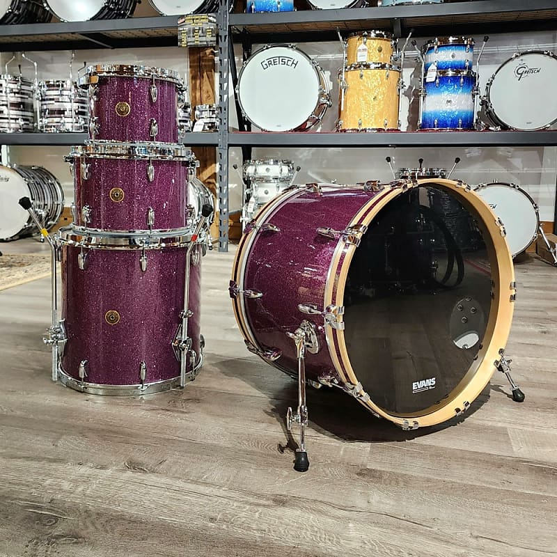 Used Gretsch Broadkaster 4pc Drum Set Purple Glass w/Extra | Reverb