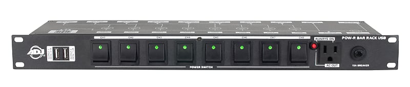 ADJ POW-R BAR RACK USB Rack Mount 10-Outlet+2 USB Charging | Reverb