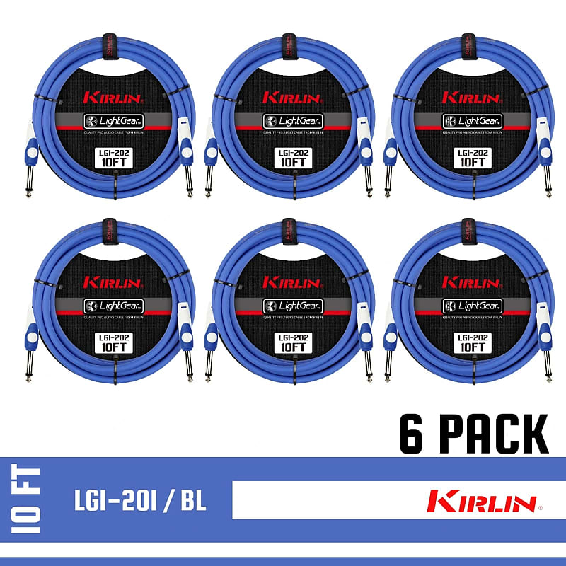 Kirlin 10 FT Guitar LightGear Instrument Cable BLUE ST./SAME | Reverb