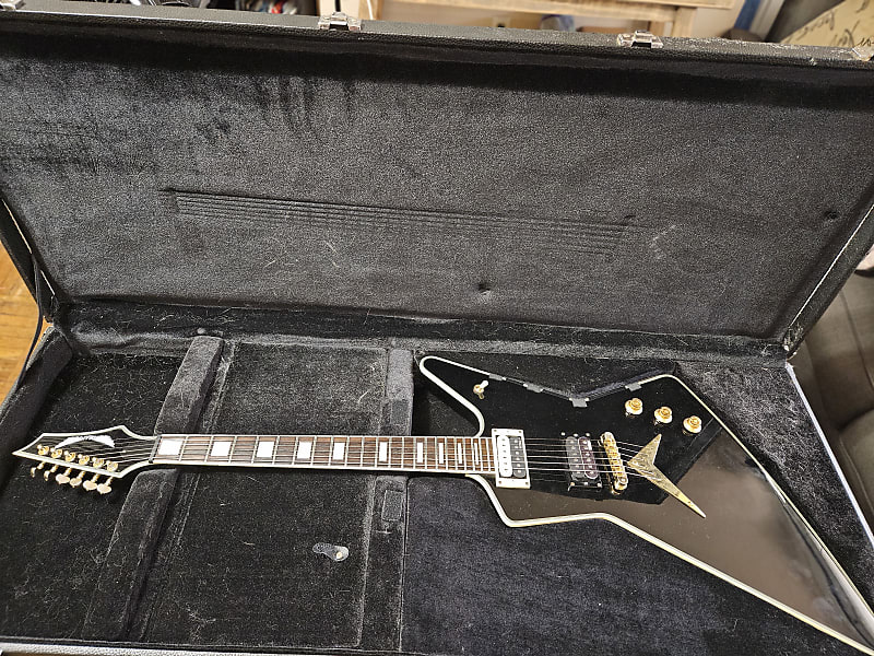 Dean Z modified headstock 2013 - Gloss Black Gold hardware | Reverb