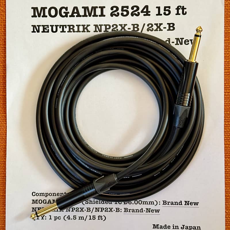 Mogami 2524 Guitar Cable 15ft（4.5m）NEUTRIC NP2X Gold Plug – | Reverb