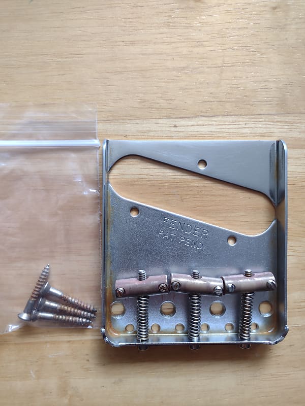 Fender Telecaster Bridge with Brass Saddles and Slotted | Reverb