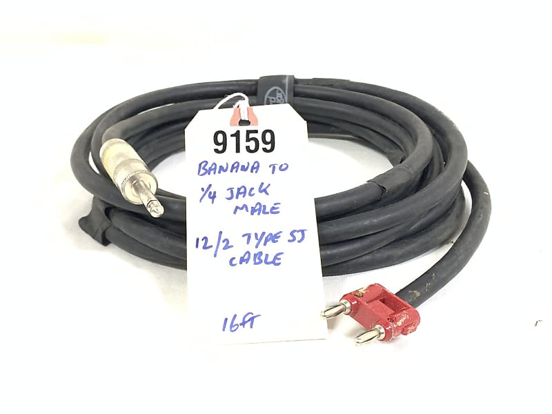 UNBRANDED 16FT BANANA TO ¼ JACK MALE 12/2 TYPE SJ CABLE #9159 | Reverb
