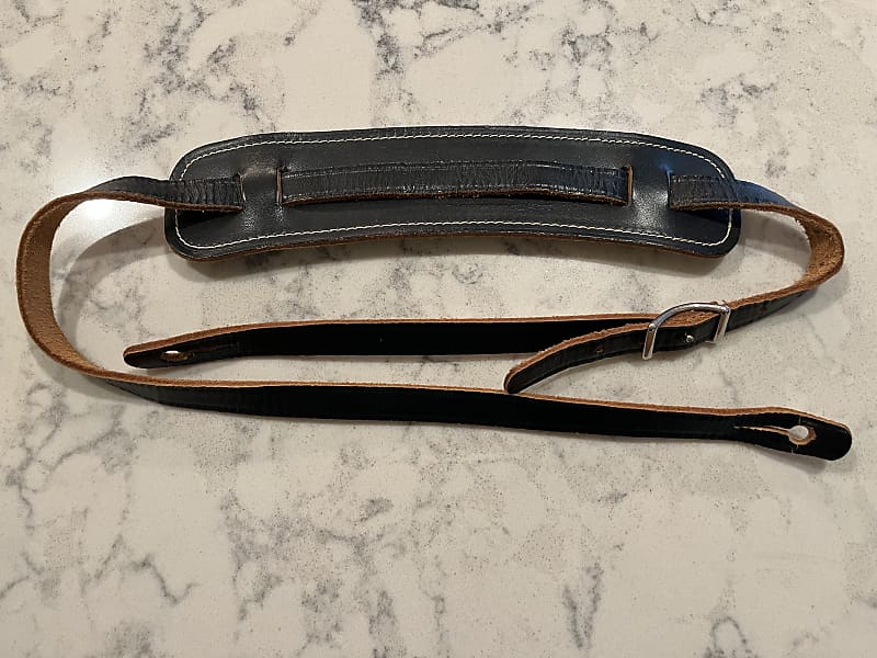 1955-1962 Fender Black Leather Strap for Stratocaster, | Reverb
