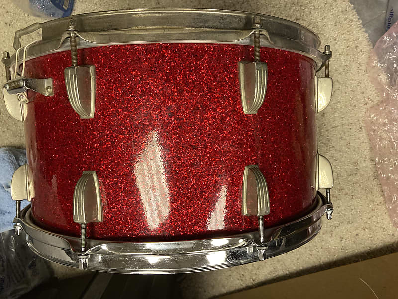 1950's Ludwig WFL 7.5x15" Snare with Red Sparkle Shell | Reverb