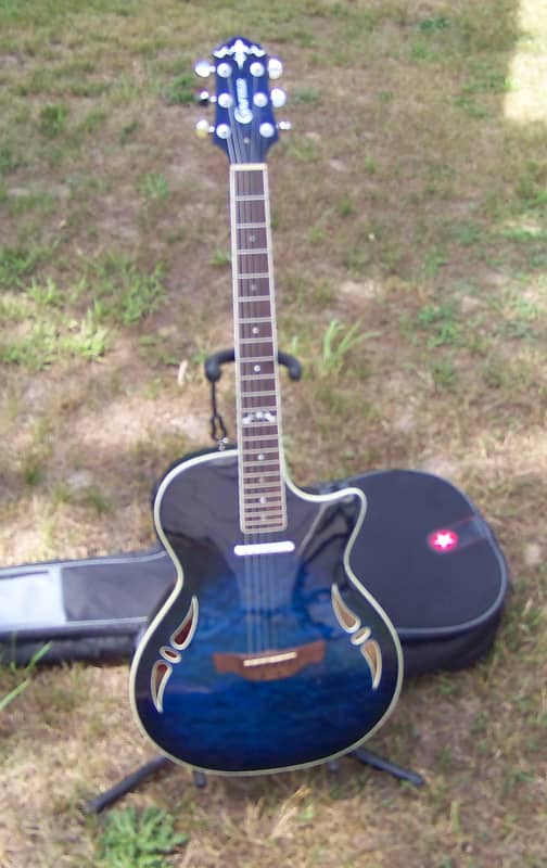 Crafter SA-QMMS Blue Burst Hybrid Guitar Slim Body LipStick | Reverb