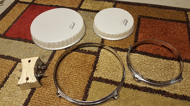 Lot of Ludwig Bongo Rims 6" + 8", Heads, and Mount | Reverb