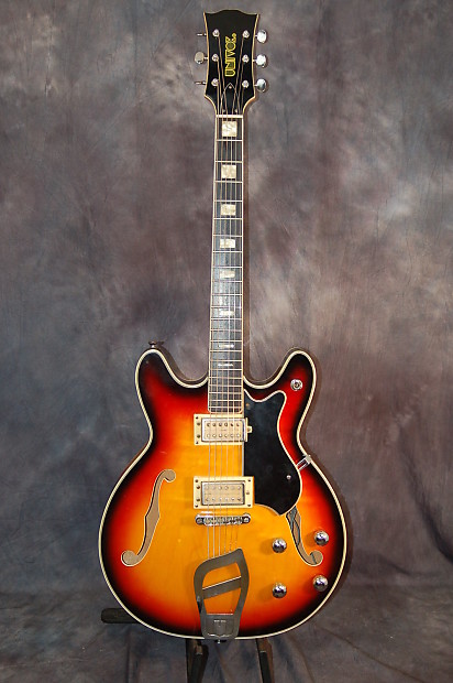 Univox Effie Semi-Hollowbody Sunburst Ripper Pickups Harp | Reverb UK