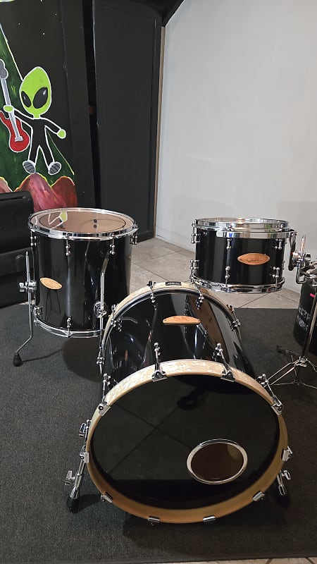 SJC Custom drums - Black finish 3 PIECE shell pack 12,16,20 | Reverb