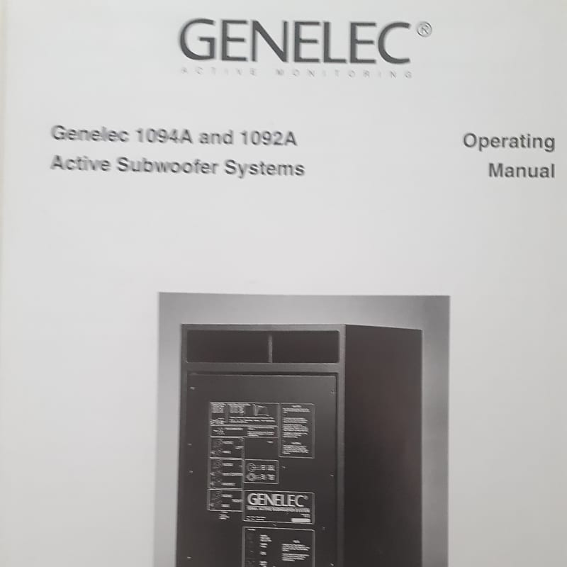 Genelec Operating Manual for 1094A and 1092A Active Subwoofer | Reverb