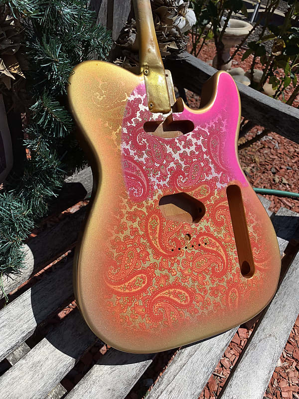 68 Pink PaisleyT Body Aged Gold fade patina over Foil | Reverb