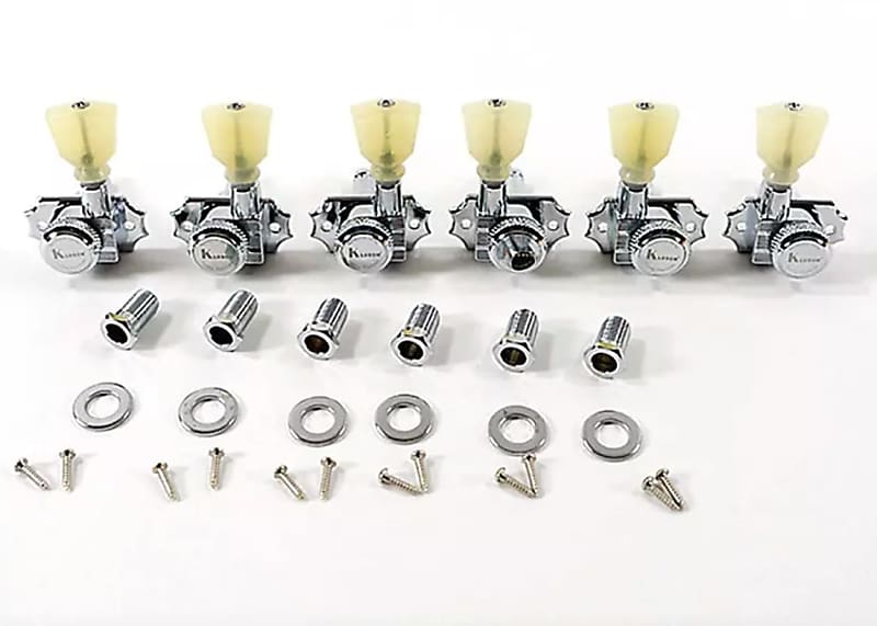 Kluson Revolution Locking Tuners 3x3 Pearloid keystone button | Reverb