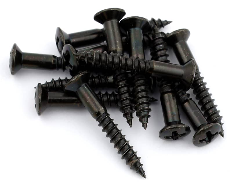 12 Black Bridge Mounting Screws for Fender Bass, Modern | Reverb