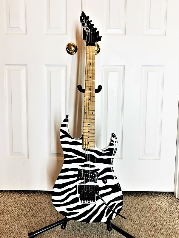 USA BC Rich Gunslinger 1988 Zebra Jackson Pattern Graphic by | Reverb