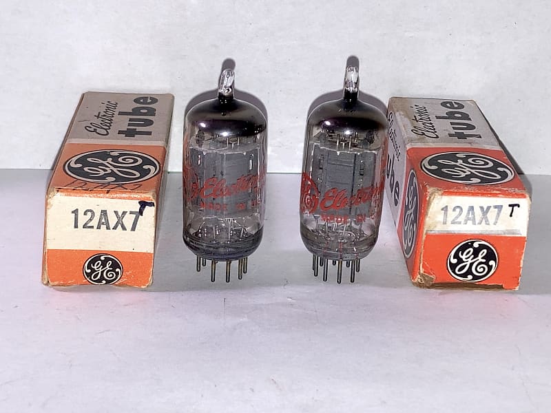 1962 GE 12AX7 ECC83 Long Plate Tubes, Platinum Matched Pair, | Reverb