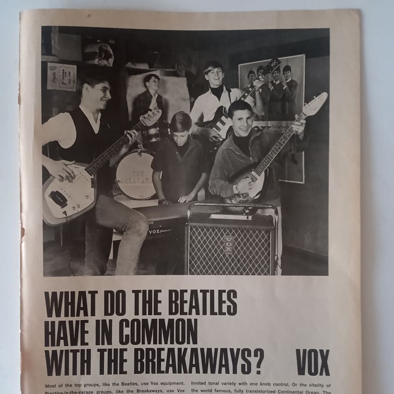 VOX GUITAR 1966 THE LONG HAIRS BEATLES VINTAGE FULL PAGE AD - | Reverb