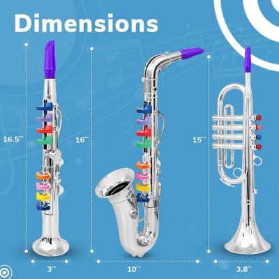 Set Of 3 Kids Musical Instruments Toy Clarinet, Toy Saxophone | Reverb